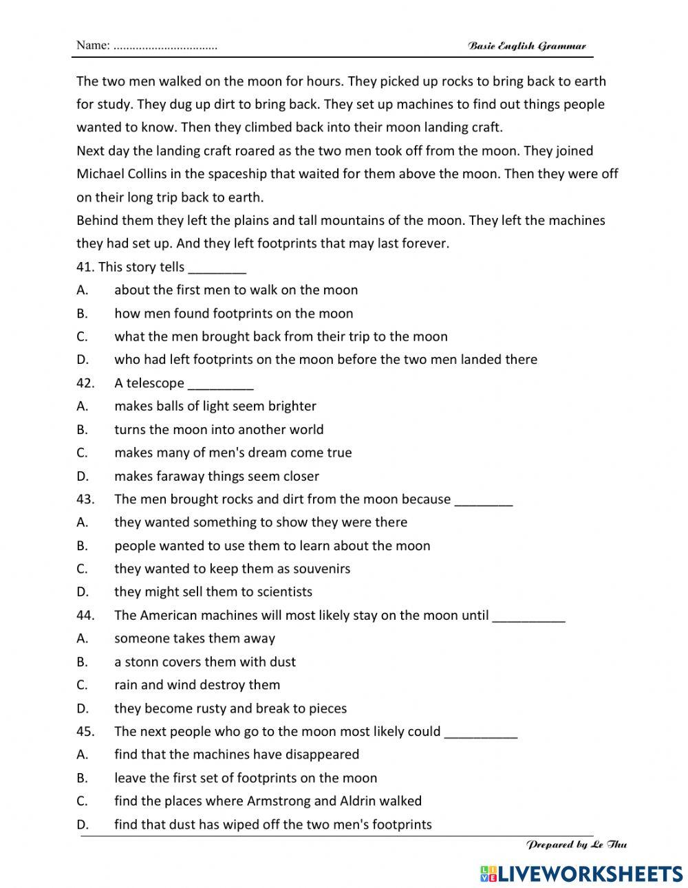 Practice Test 1B worksheet | Live Worksheets