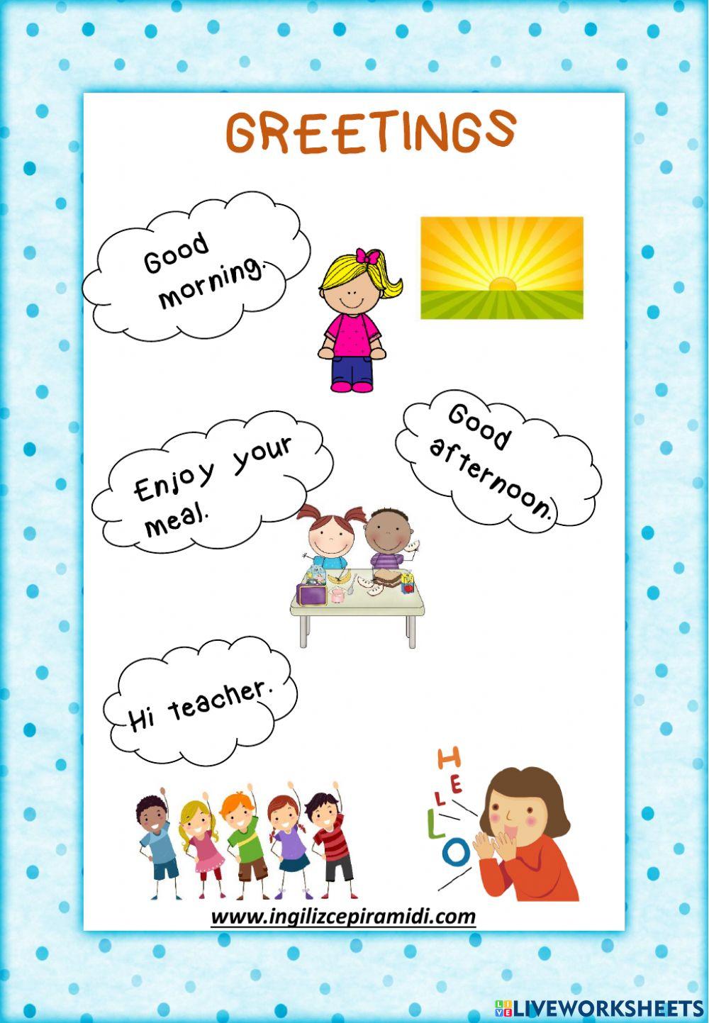 Greetings online exercise for grade 1,grade 2 | Live Worksheets