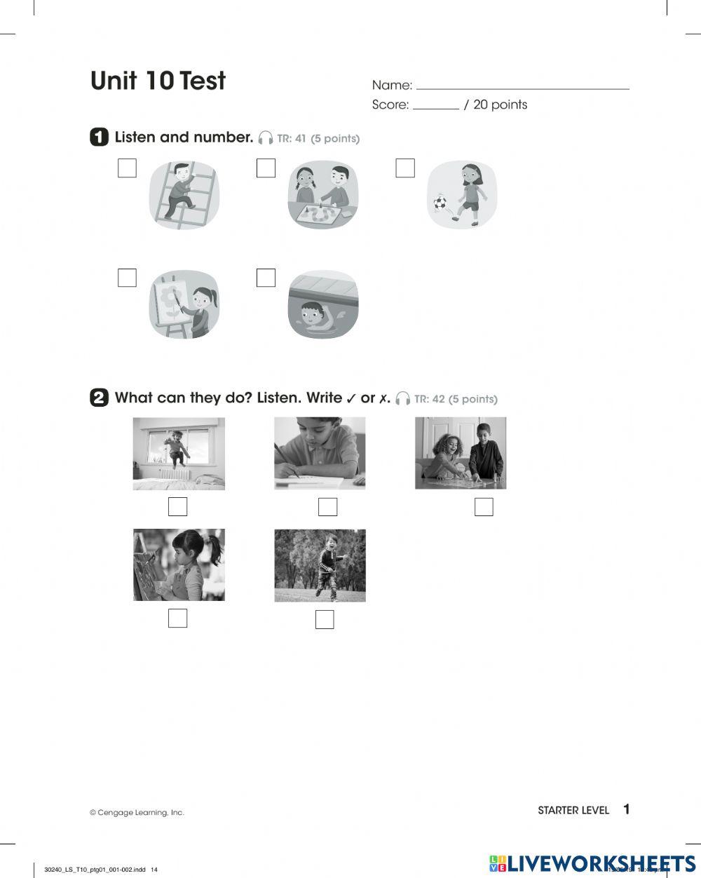 Minitest 10 NB worksheet | Live Worksheets