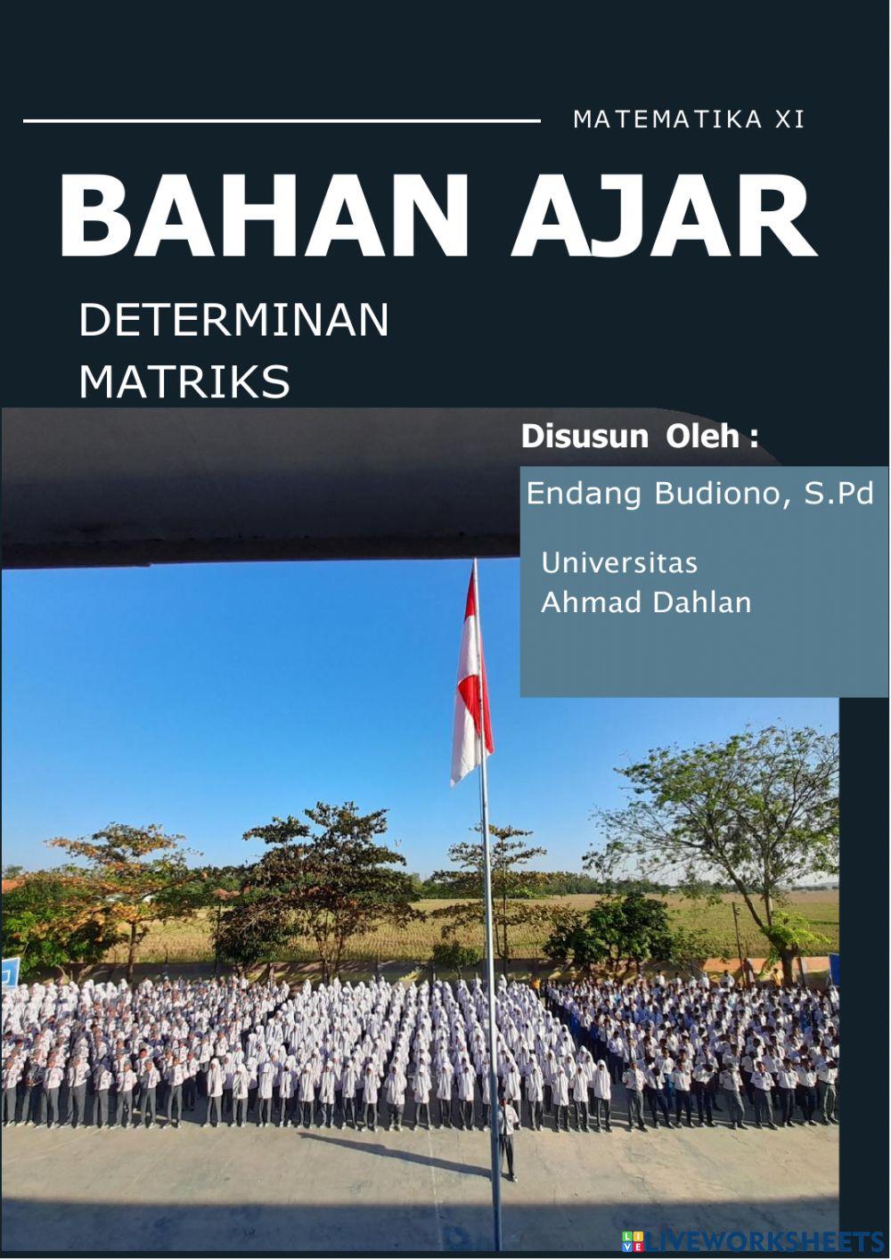 Modul Determinan Matriks 2x2 worksheet | Live Worksheets