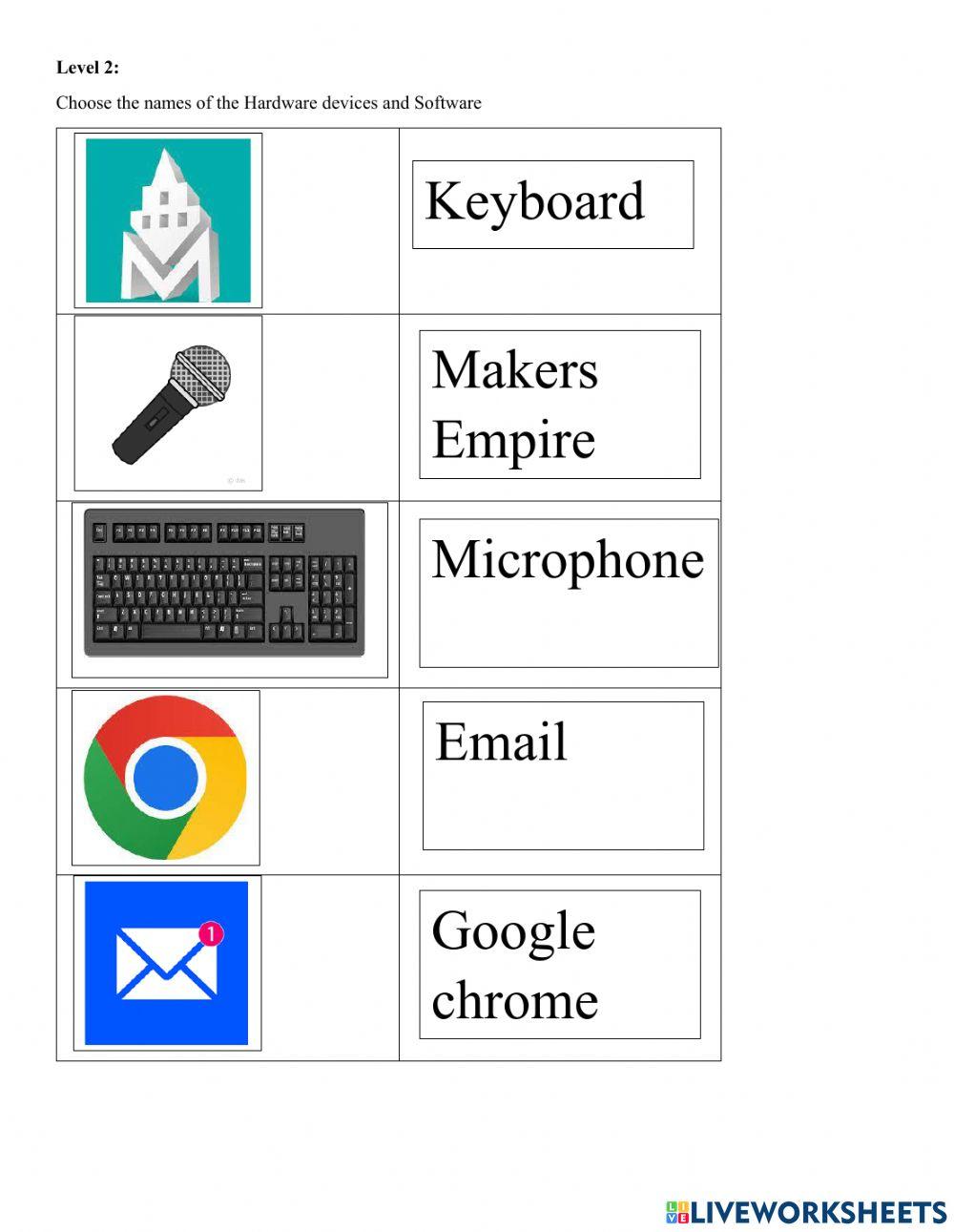 CCDI-Hardware and Software online exercise for | Live Worksheets