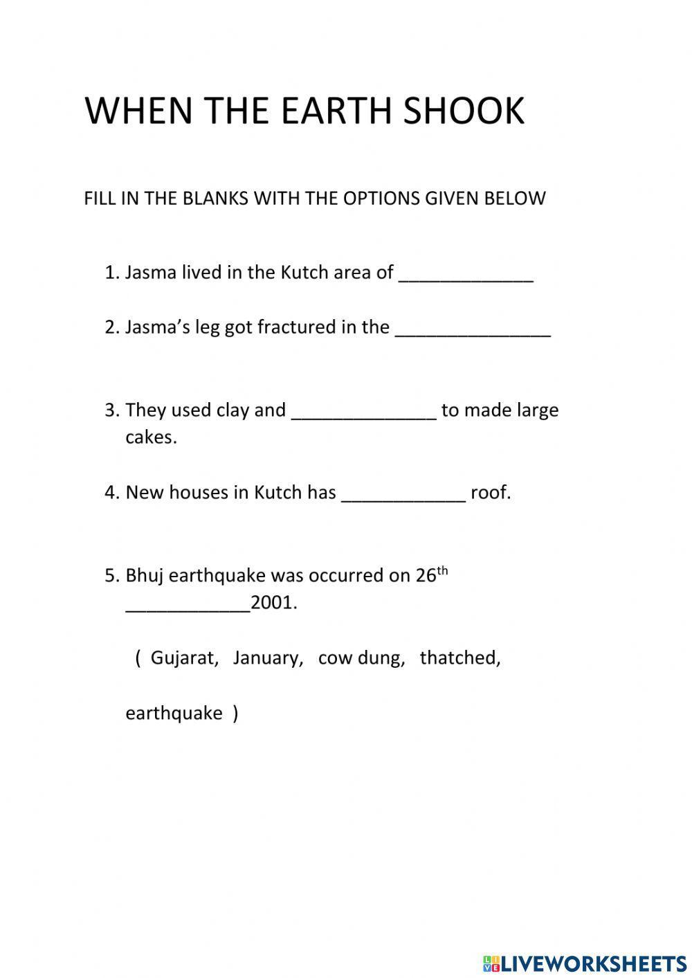 When the earth … | Free Interactive Worksheets | 2137034