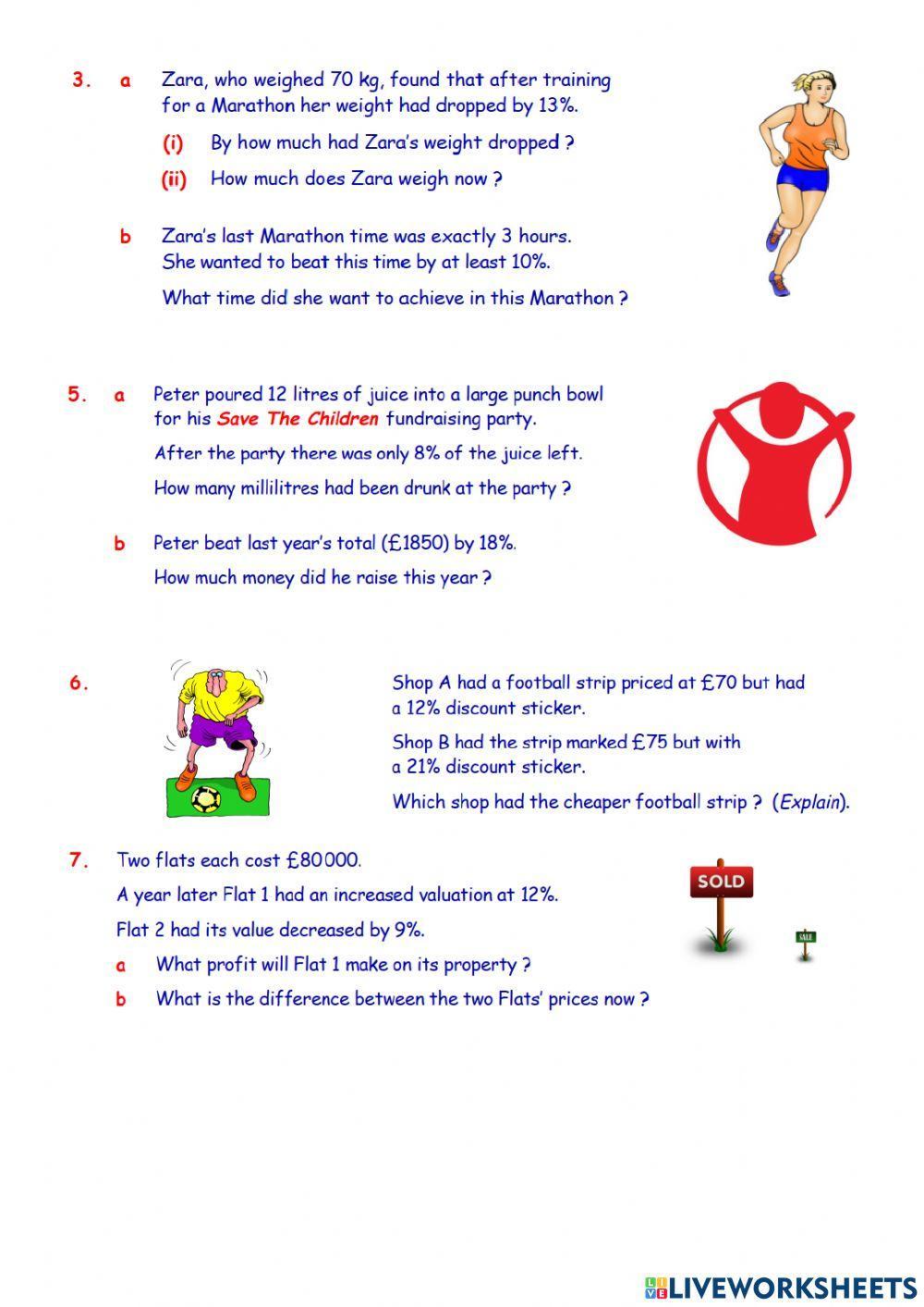 WW N3 Percentages free online activity | Live Worksheets