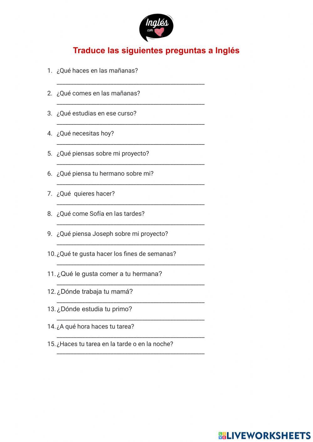 Practice 1 Questions in present simple worksheet | Live Worksheets