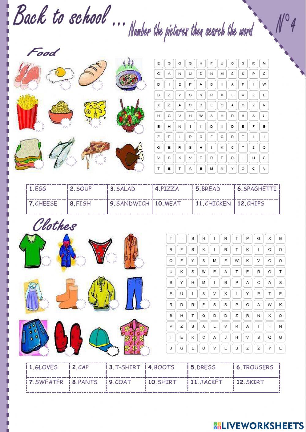 Back to School interactive exercise for 4 | Live Worksheets
