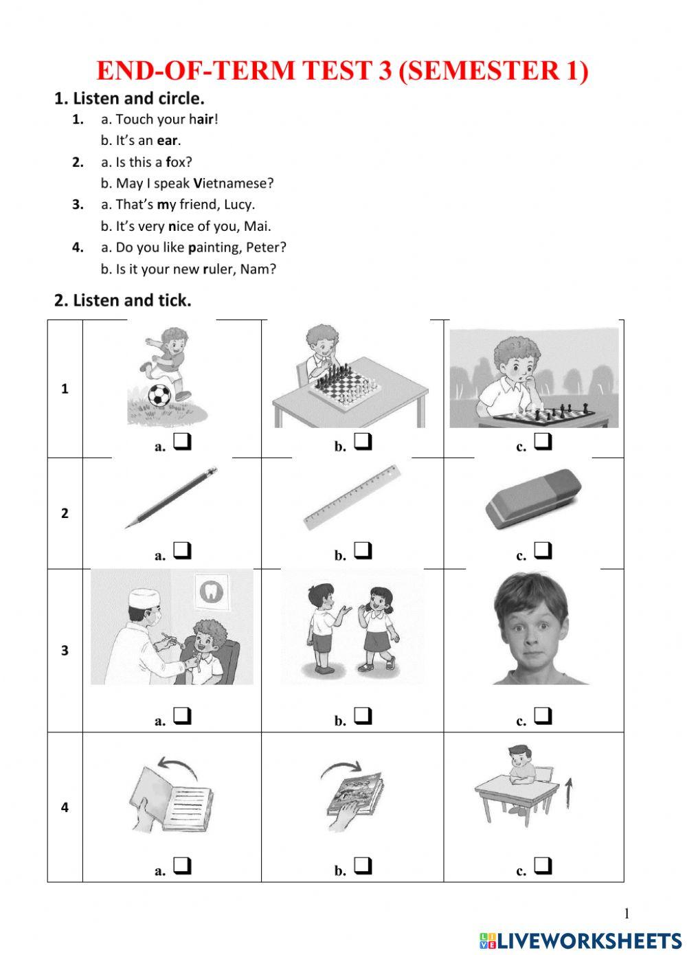 E3 test 3 worksheet | Live Worksheets
