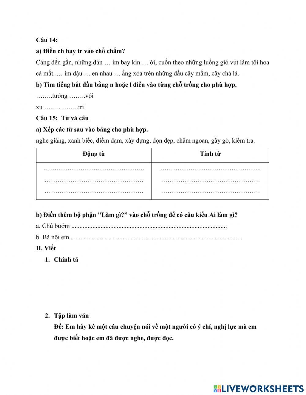 Vietnamese interactive activity for 4 | Live Worksheets