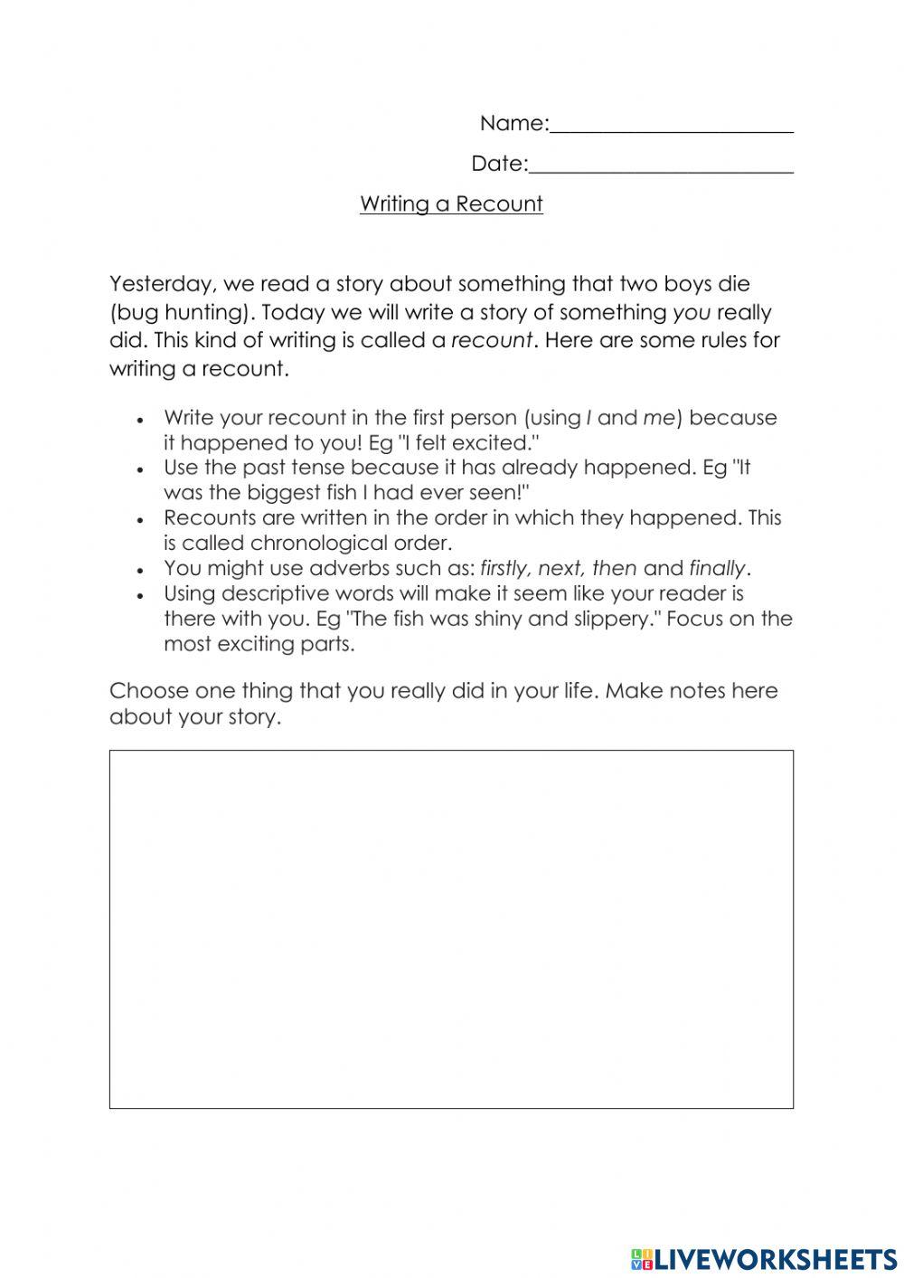 2262502 | Writing a Recount | Adrian Cennydd Petyt