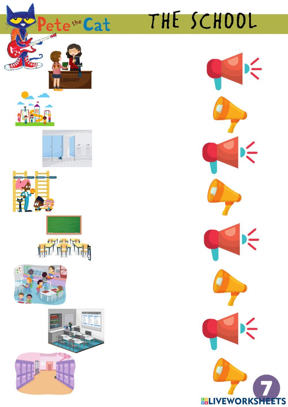 Pete the cat school worksheet | Live Worksheets