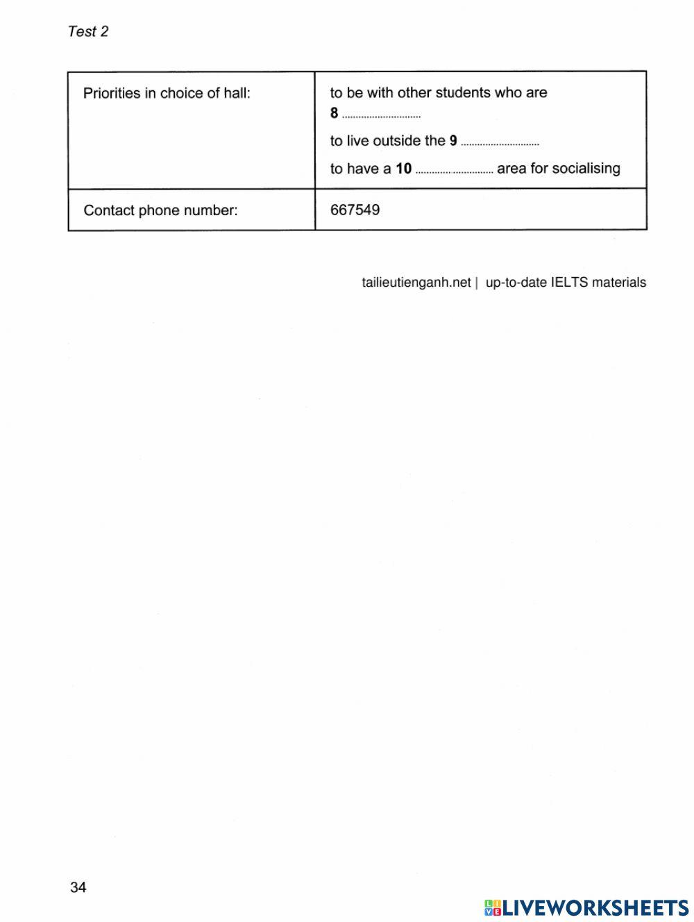 IELTS Listening Section 1 Extra Practice online exercise for | Live ...