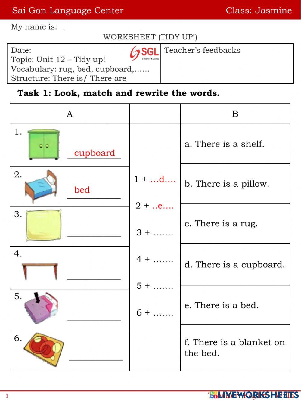 Tidy up! | Live Worksheets
