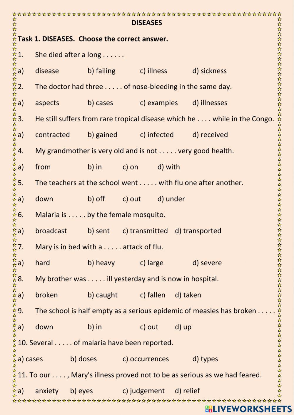 2262817 Diseases Samira231081 Liveworksheets