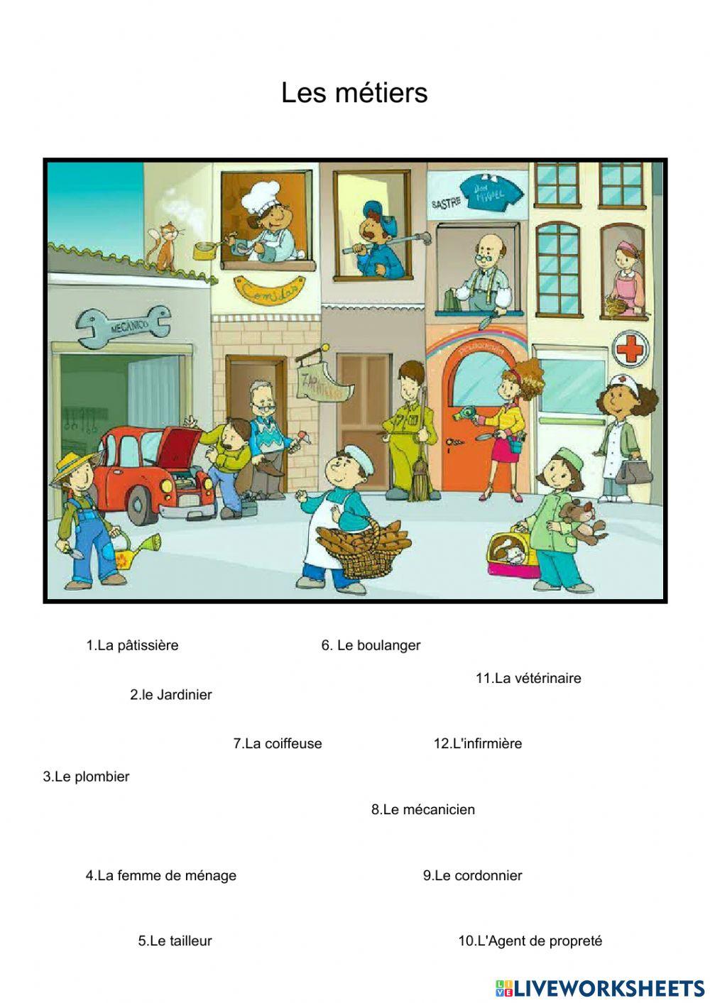 Les métiers | Free Interactive Worksheets | 2262976