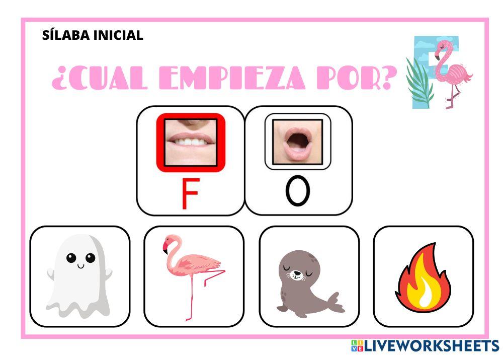 Silaba inicial activity for primero | Live Worksheets