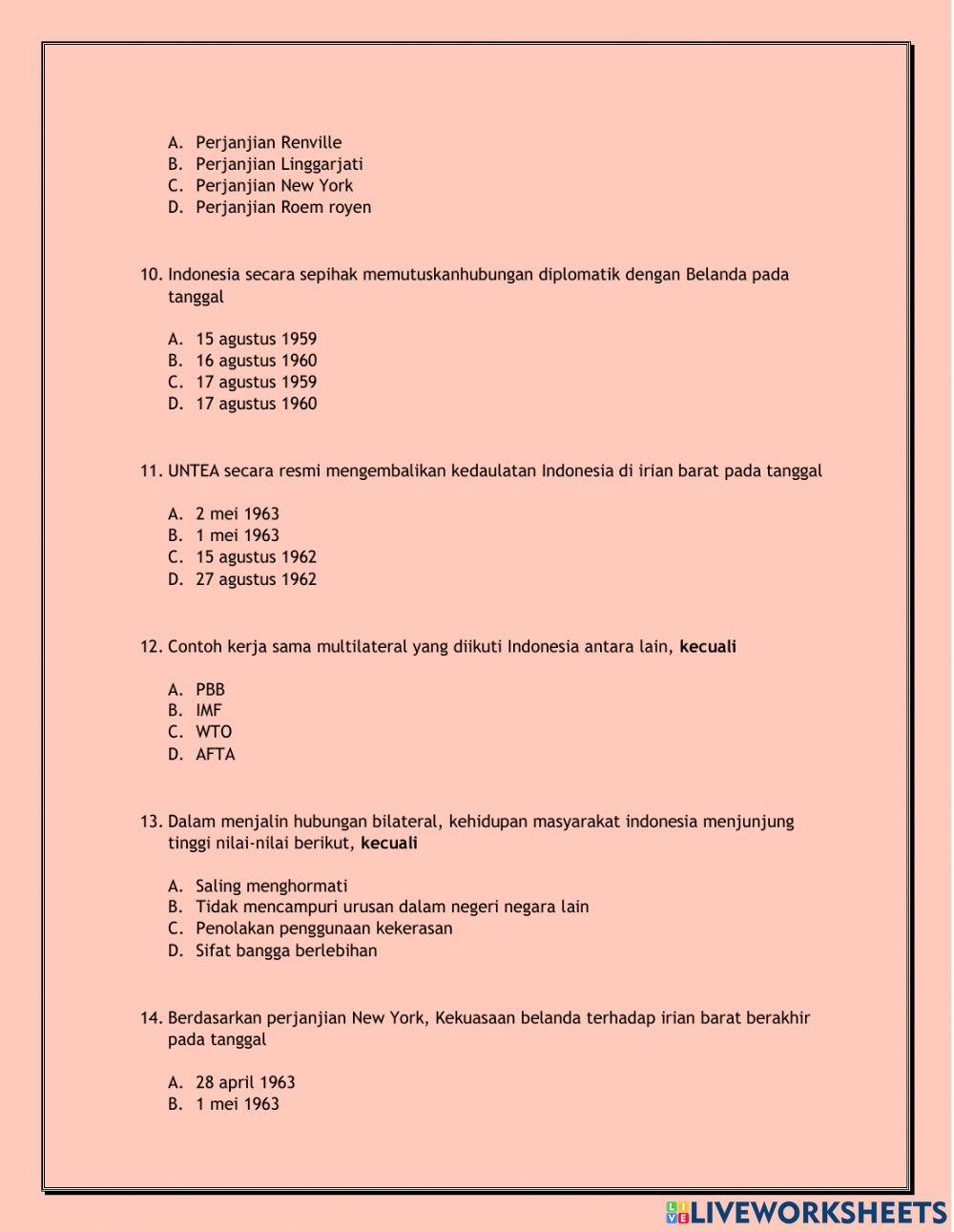 Latihan ips activity for Grade 9 | Live Worksheets