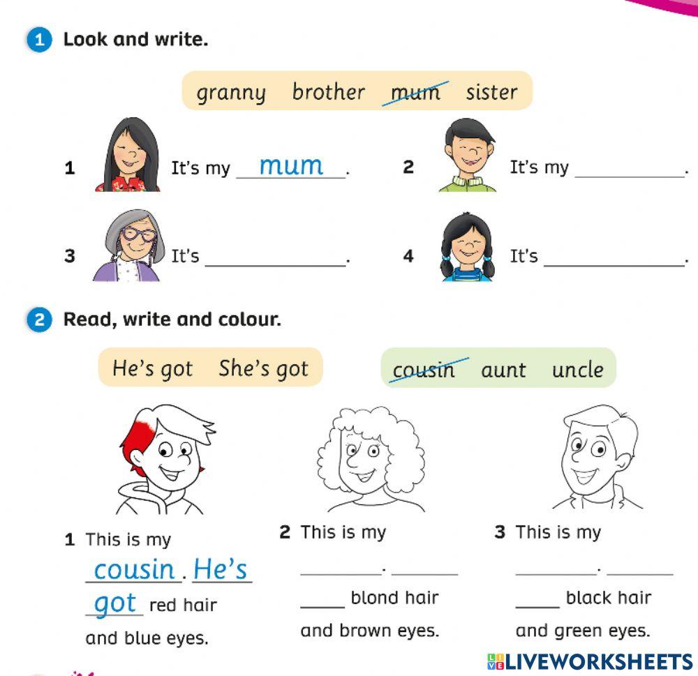 My Family online exercise for Grade 1 | Live Worksheets