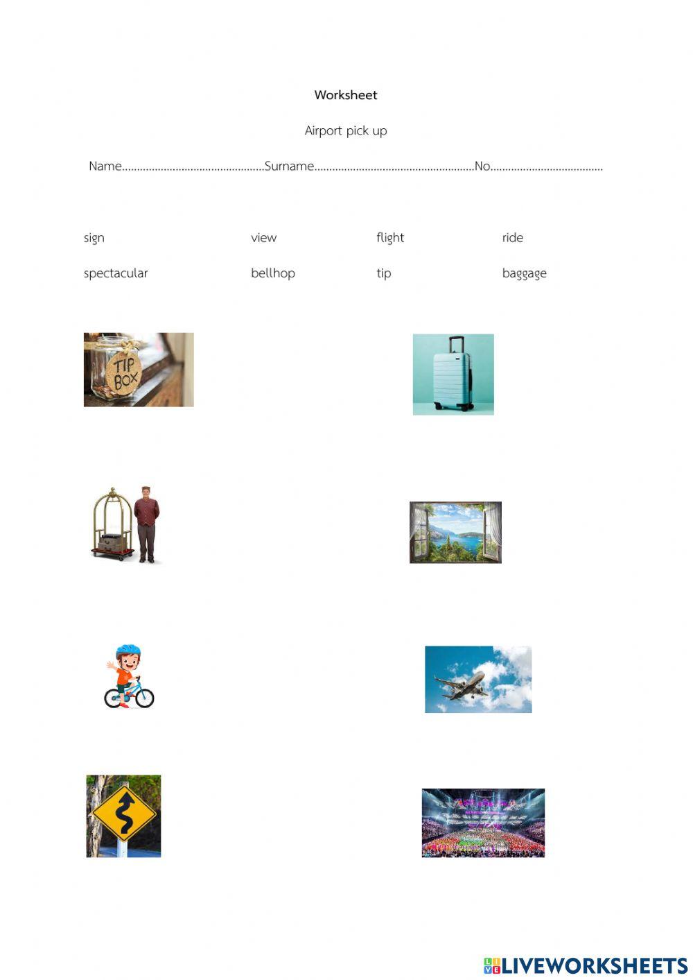Airport pick up worksheet | Live Worksheets