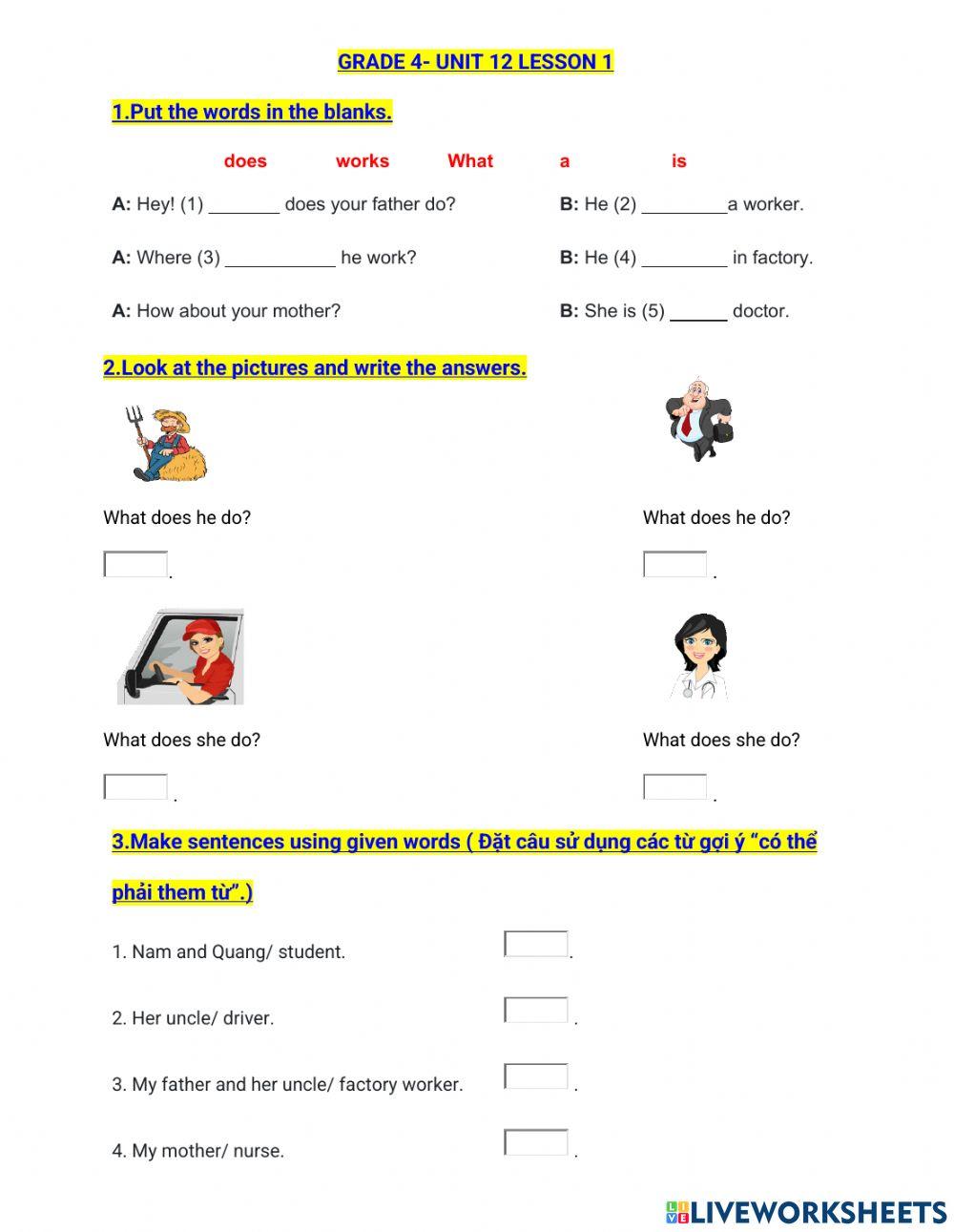 G4-u12 l1 btvn 12.1 worksheet | Live Worksheets