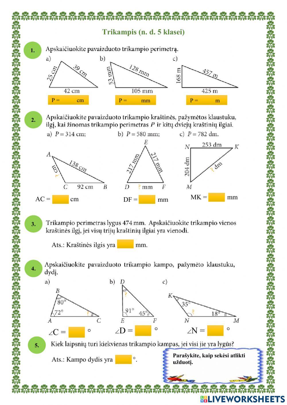 Trikampis (nd. … | Free Interactive Worksheets | 2265856