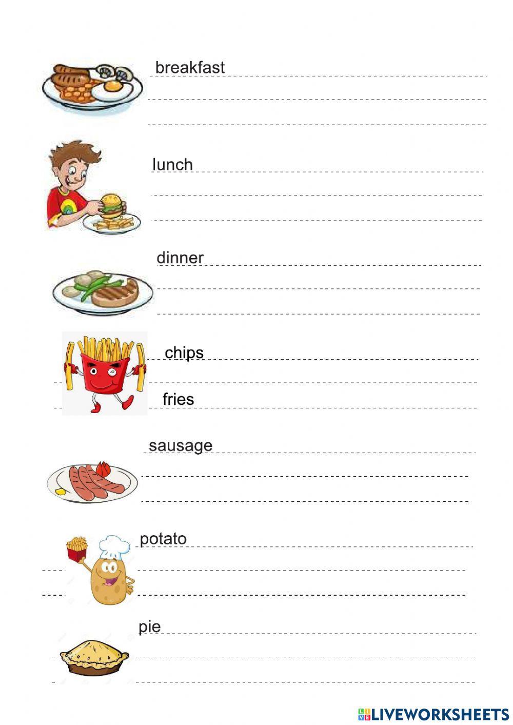 Food and drink - lesson 1 worksheet | Live Worksheets