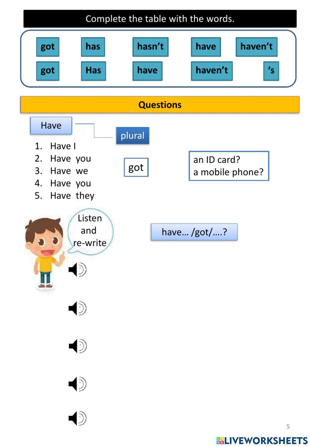 English practice worksheet for Grade 5 | Live Worksheets