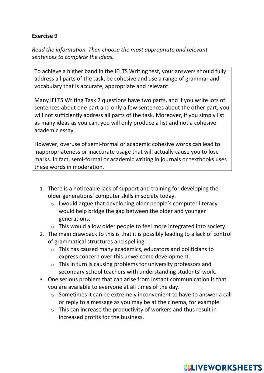 IE3, Unit 6, Writing, Exercise 9 worksheet | Live Worksheets