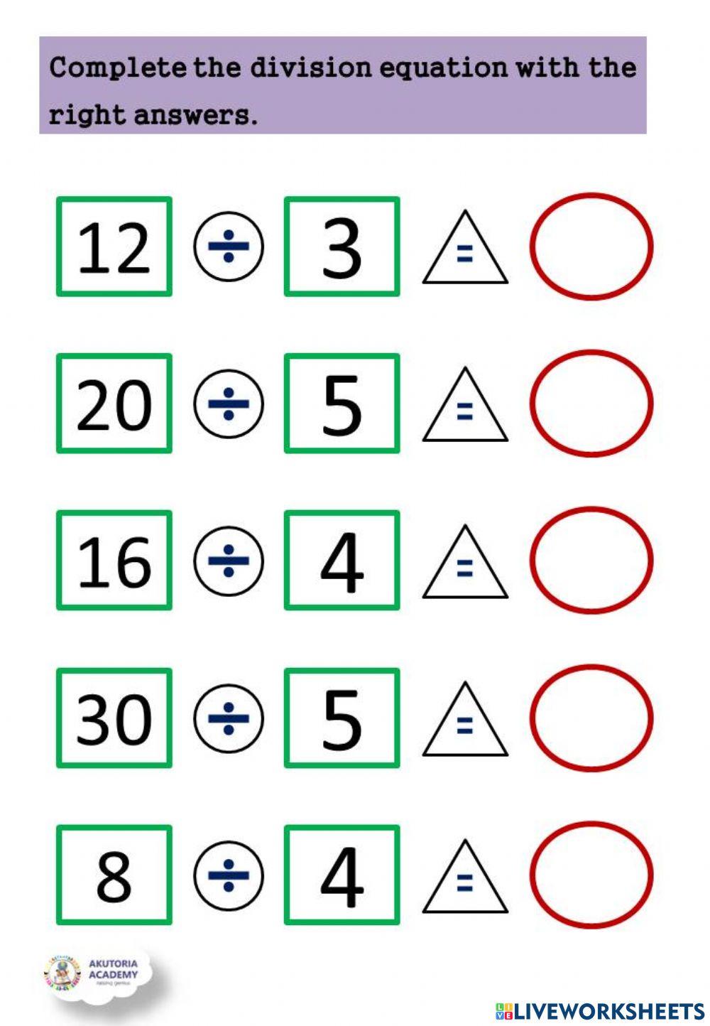 Division | Free Interactive Worksheets | 2265467