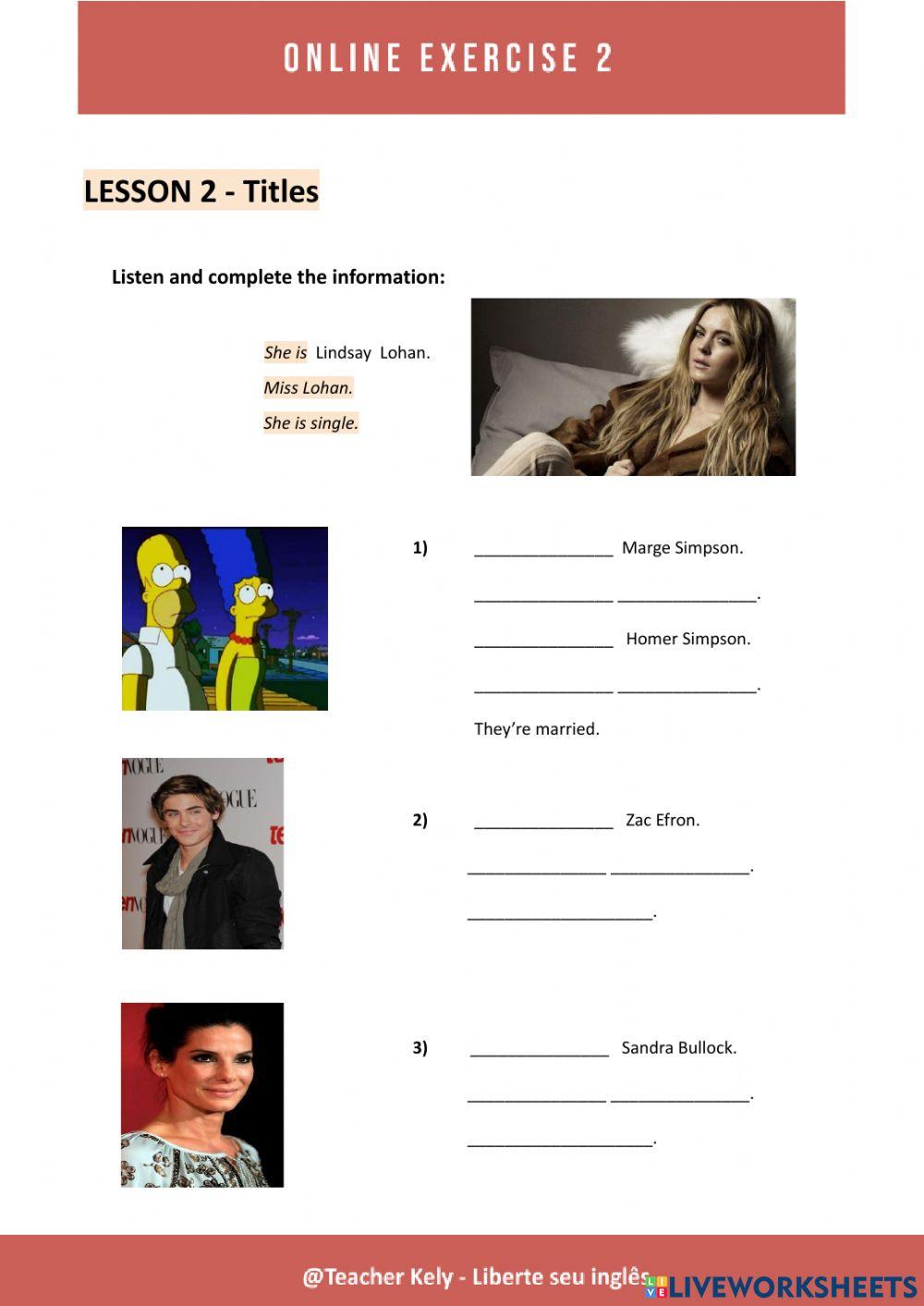 LESSON2-Exercise2 interactive worksheet | Live Worksheets