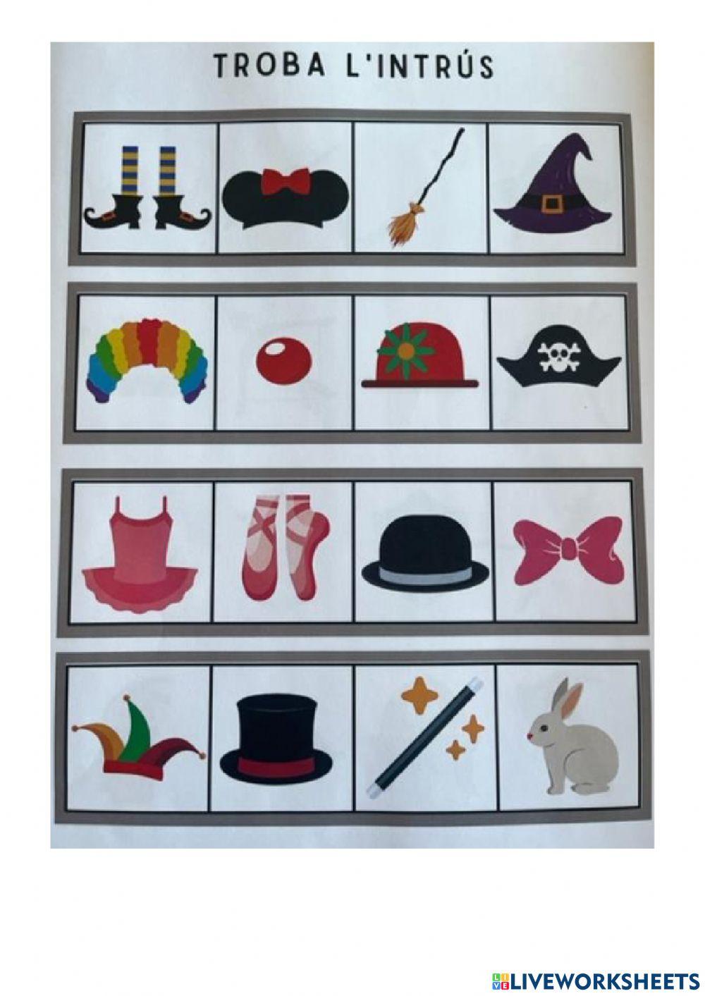 troba l'intrús exercise | Live Worksheets