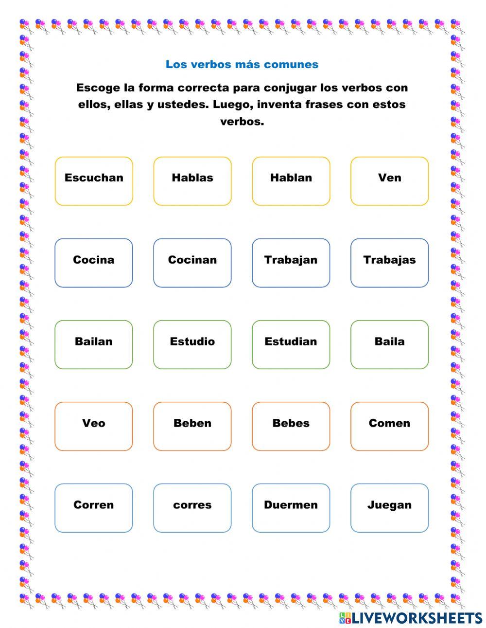Los verbos más comunes 2265921 | LEIDA YOJANA CASADIEGOS