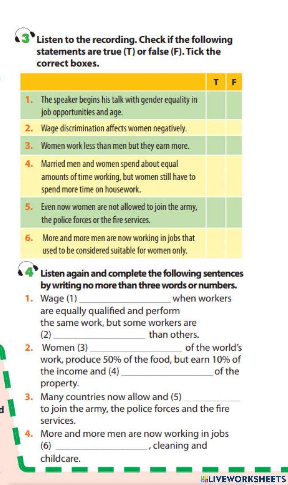 Exercise 3+4-Listening - Unit6.G10.2 worksheet | Live Worksheets