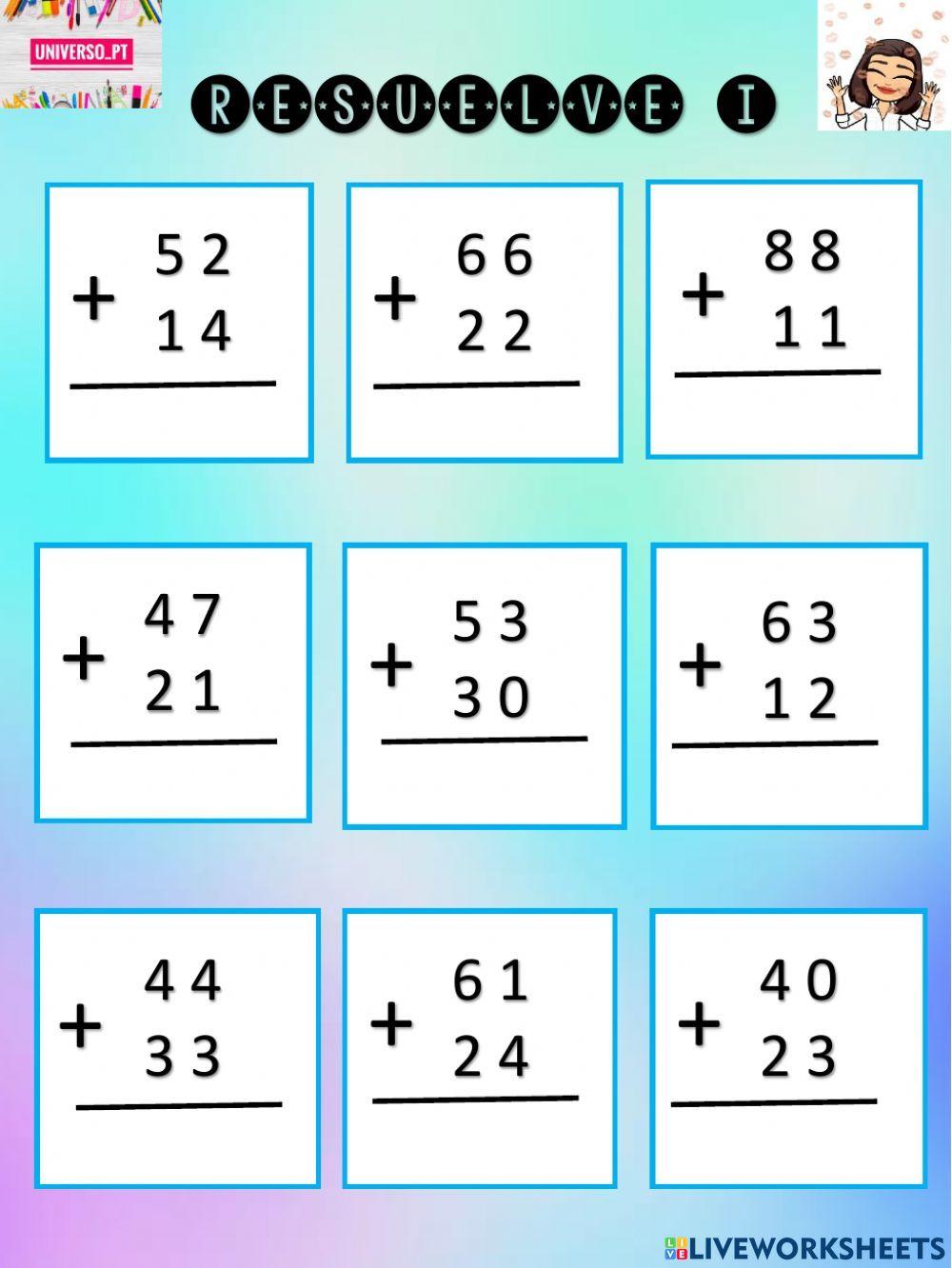 Sumas faciles | Free Interactive Worksheets | 2266321