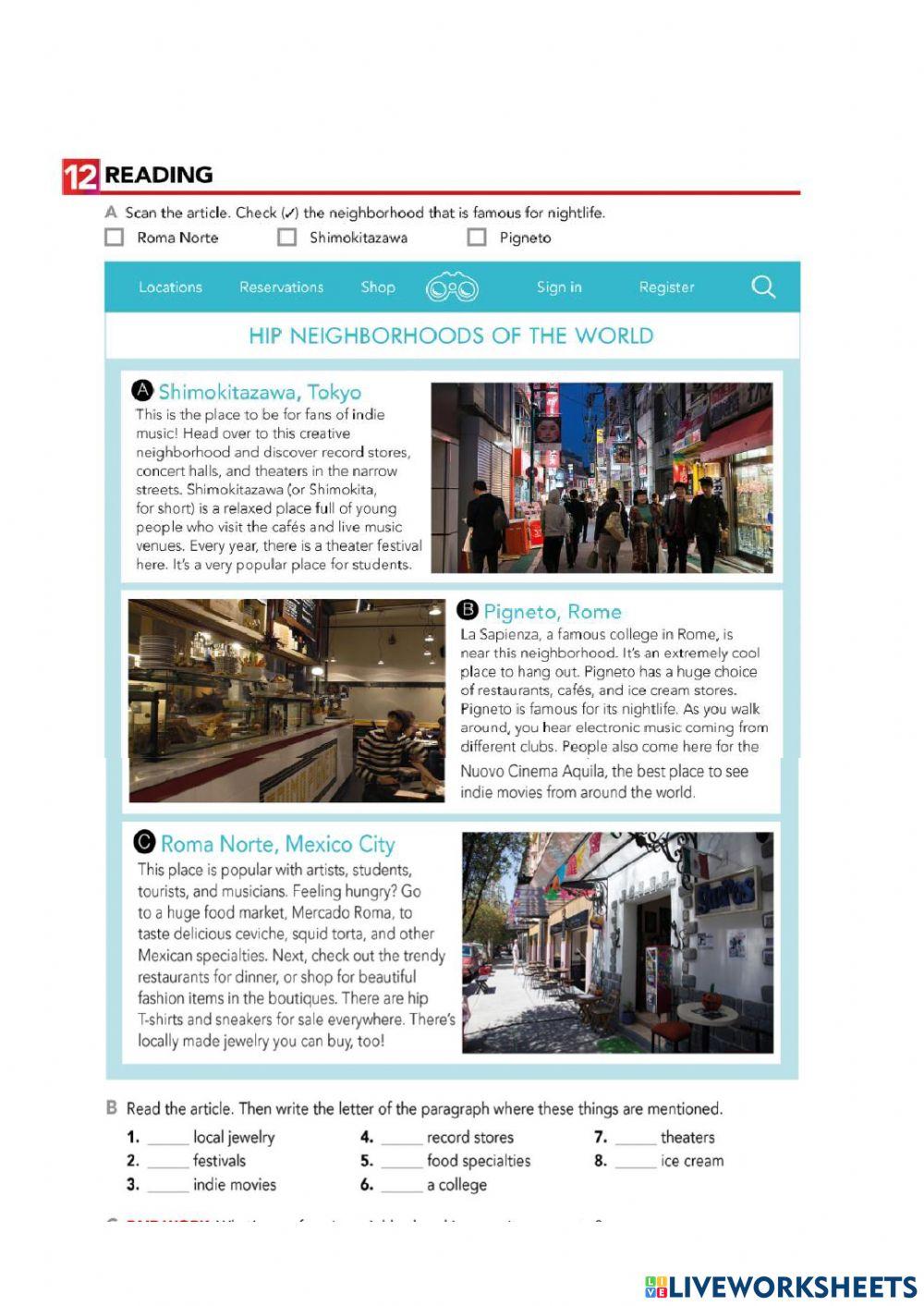 Reading activity online exercise for A1 | Live Worksheets
