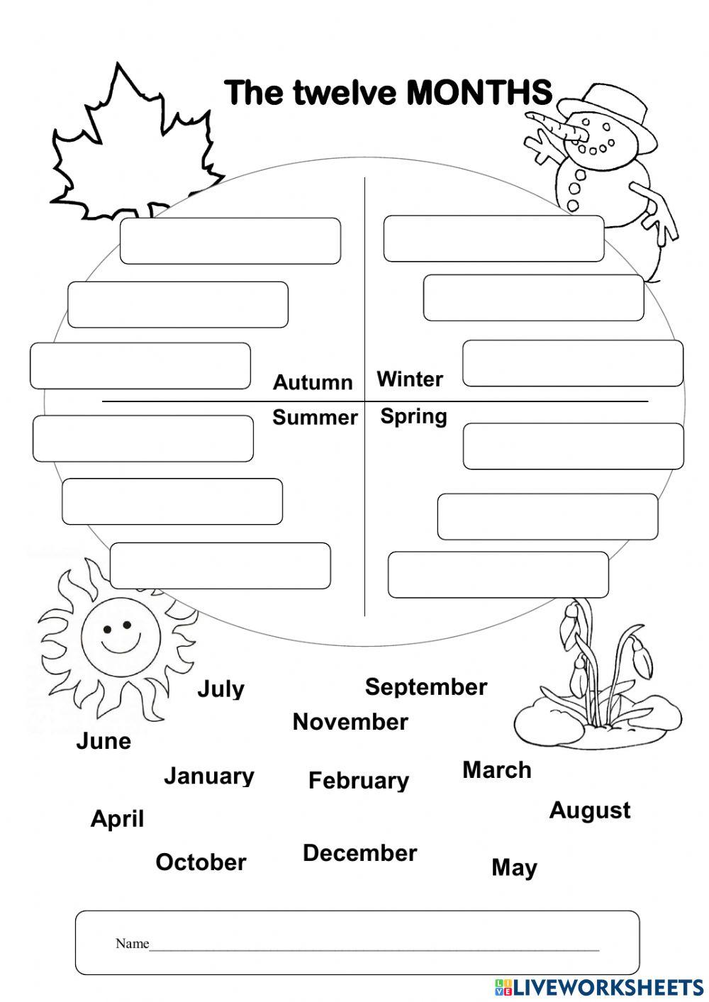 Months online exercise for 2 | Live Worksheets