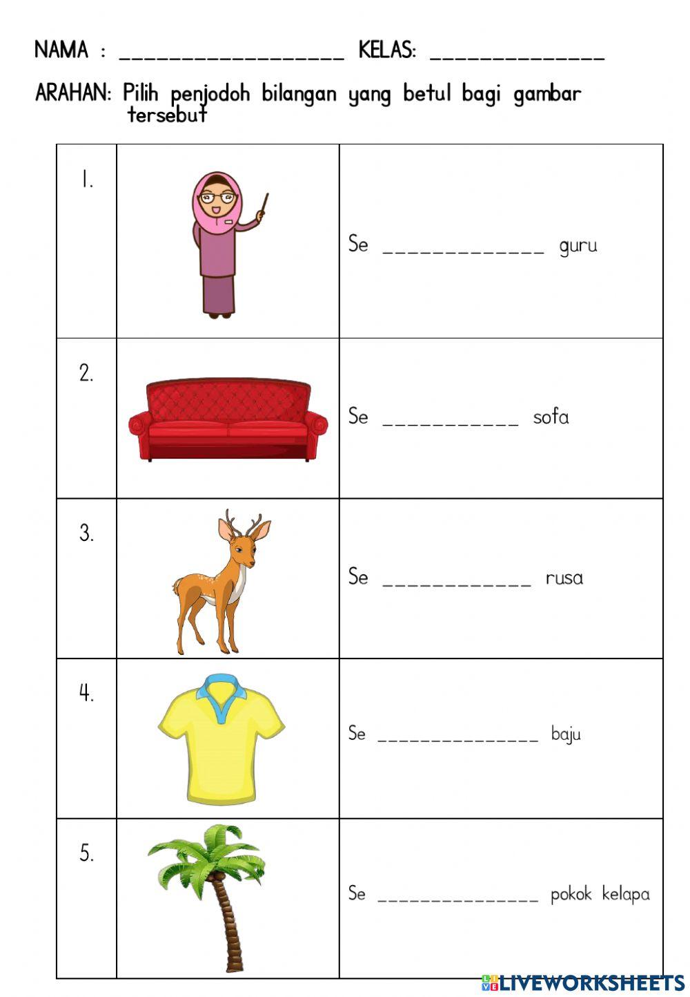 Penjodoh Bilangan Online Exercise For Tahun 1 Hingga 4 Live Worksheets