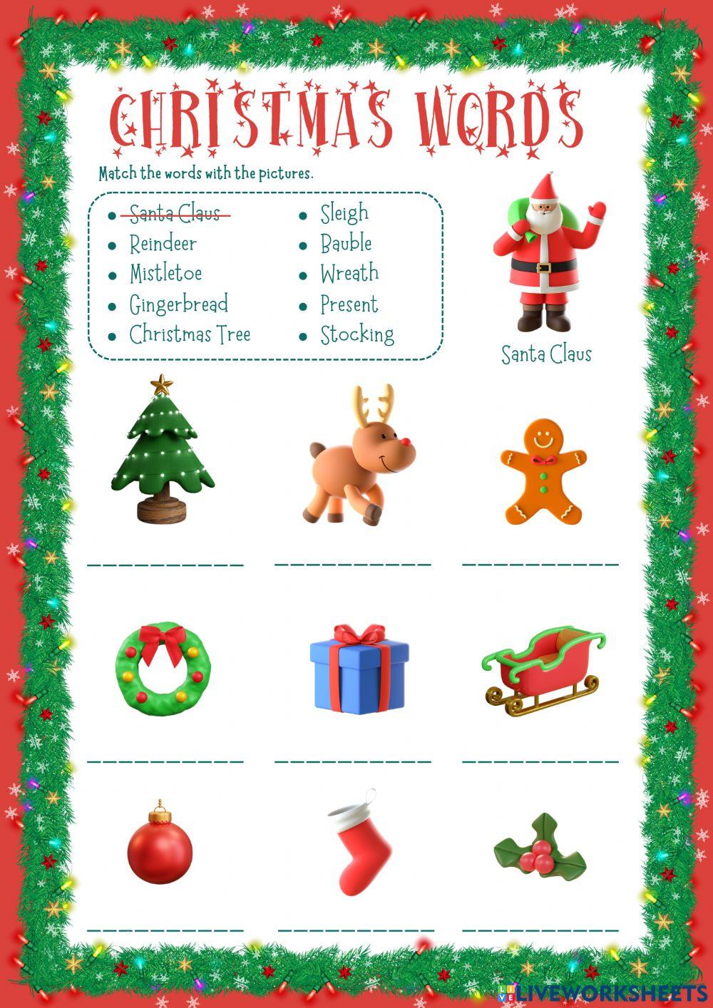 Christmas words online exercise for | Live Worksheets