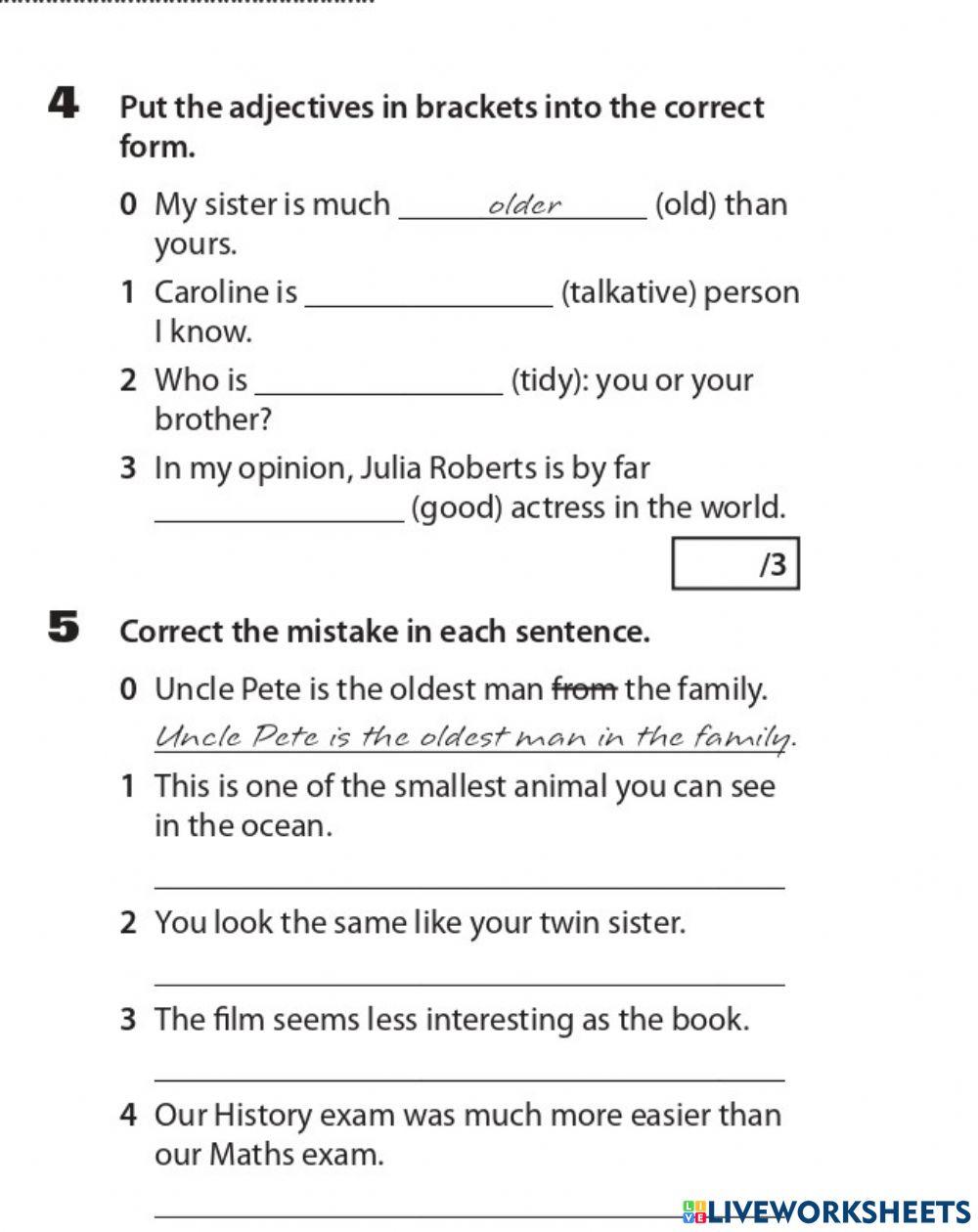 Comparisons (RL Intermediate) worksheet | Live Worksheets