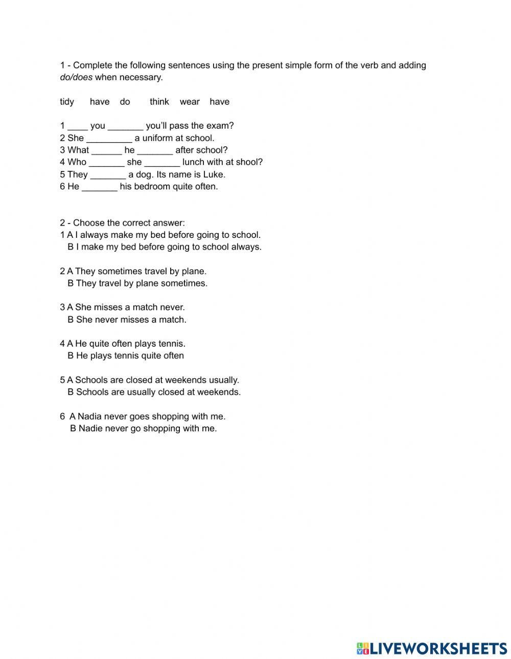 Liveworksheets online pdf worksheet for A1 | Live Worksheets