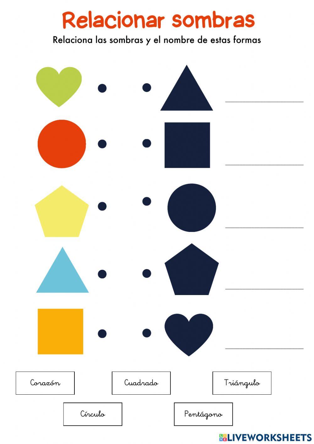 Sombras y formas worksheet | Live Worksheets