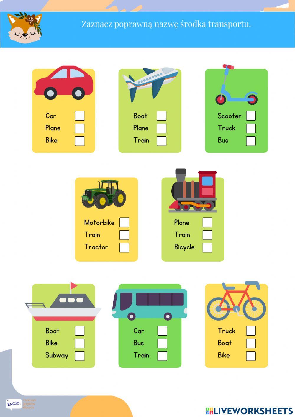 Iws u7 vehicles worksheet | Live Worksheets