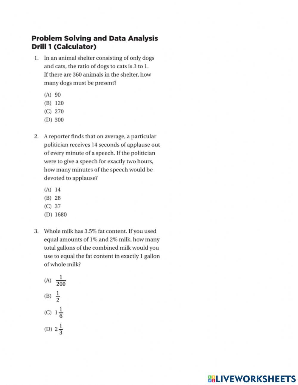 SAT Practice 2267837 | Hala aboshokka | Live Worksheets SAT Practice 2267837 | Hala aboshokka | Live Worksheets