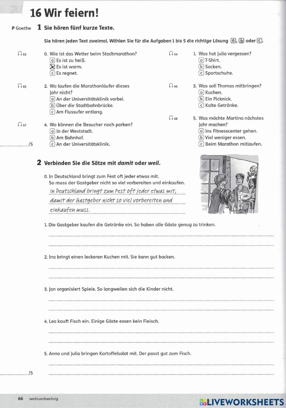 Linie 1. A2.Test Lektion 16. online exercise for | Live Worksheets