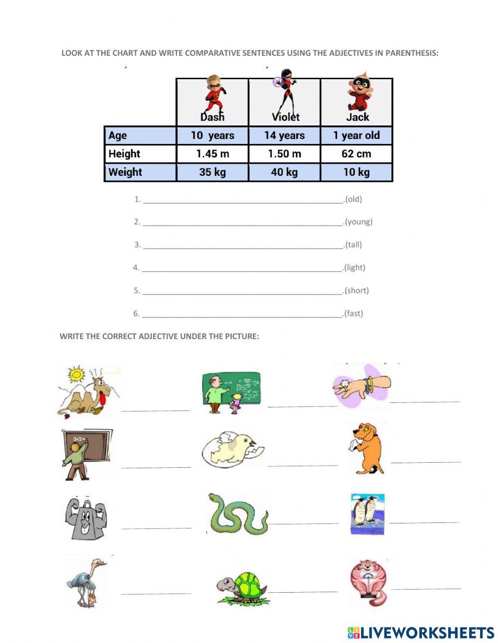 Comparative adj… | Free Interactive Worksheets | 2268476