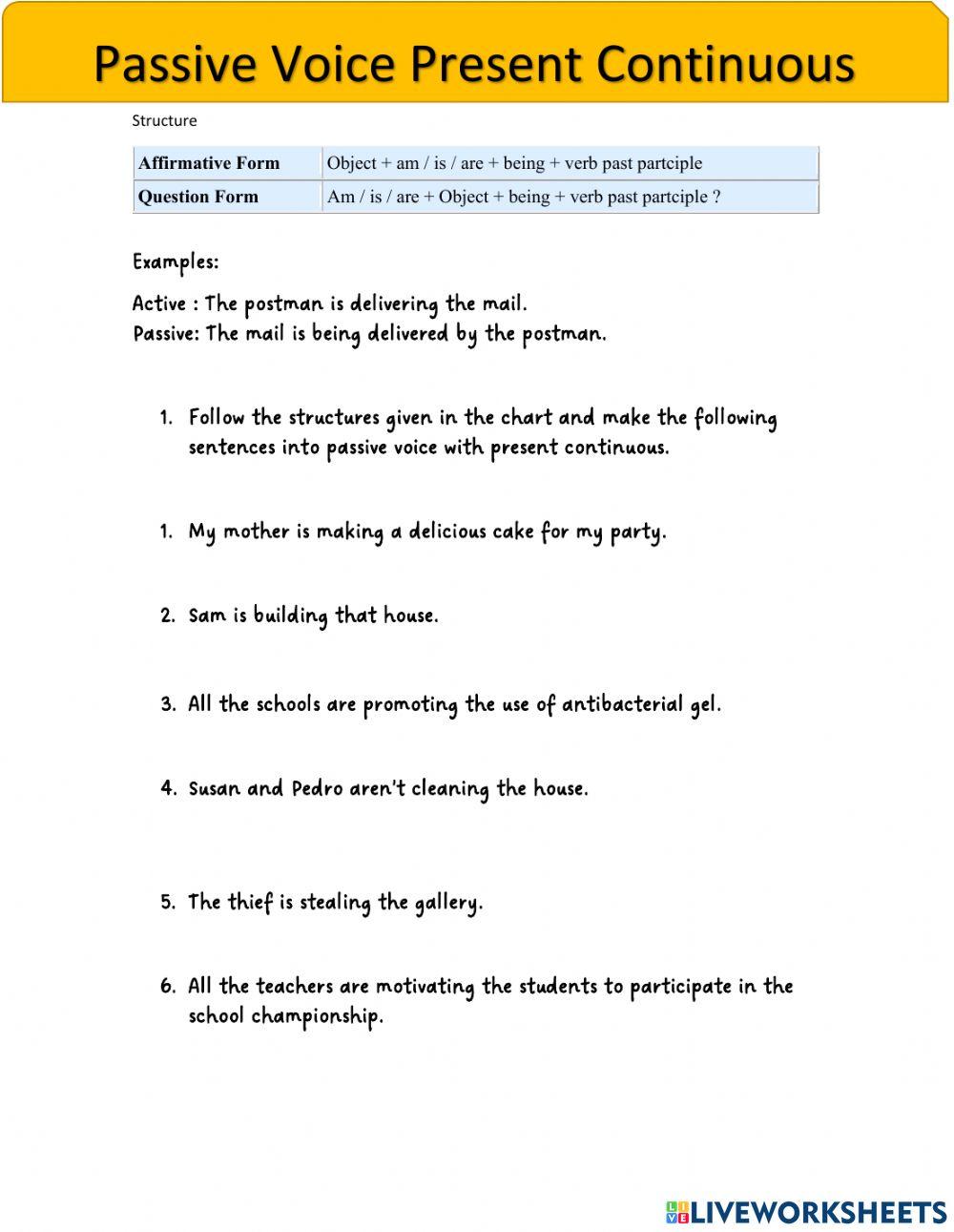 Passive Voice Present Continuous Interactive Worksheet Live Worksheets passive-voice-present-continuous-interactive-worksheet-live-worksheets