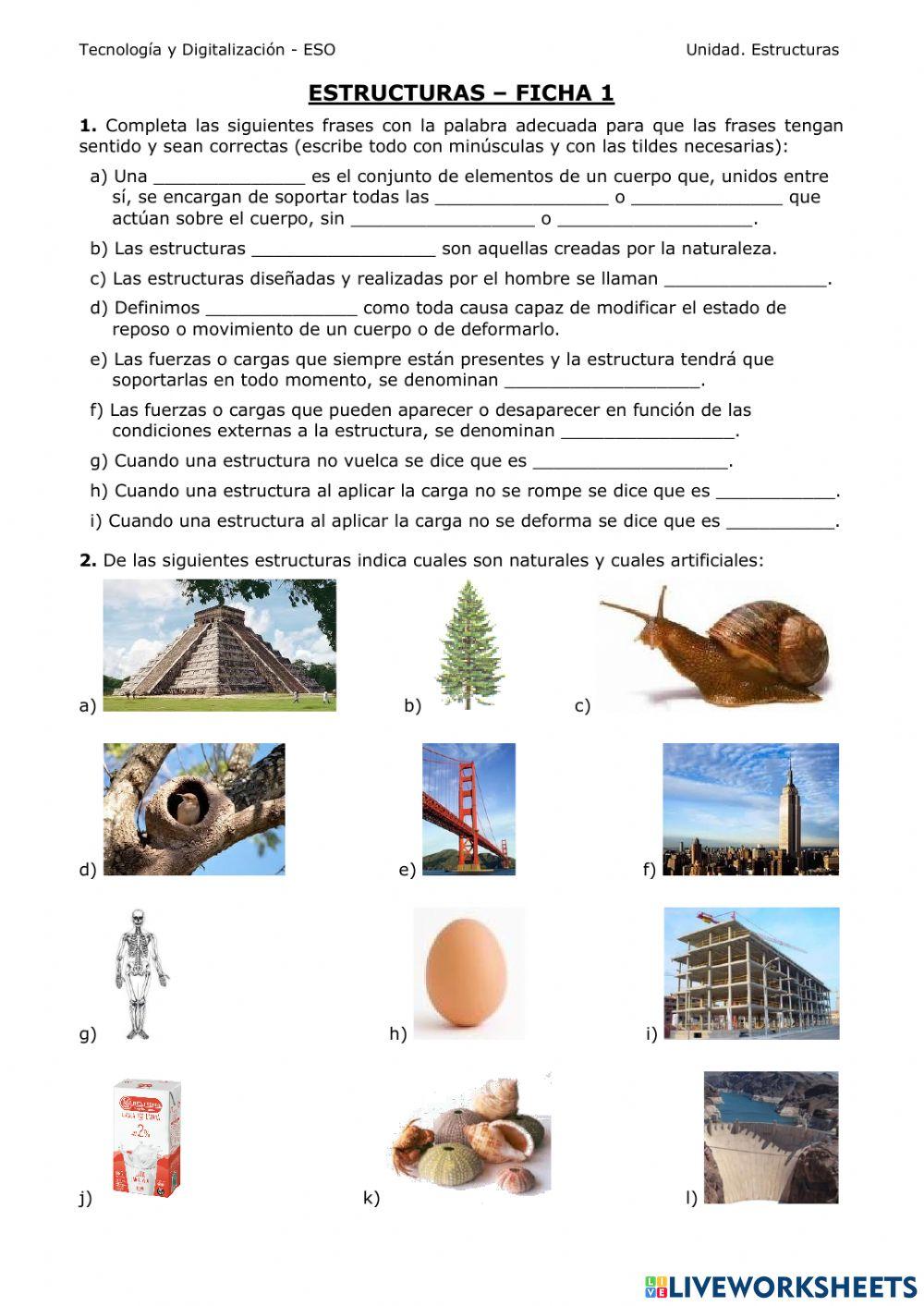 Estructuras - F… | Free Interactive Worksheets | 6924027