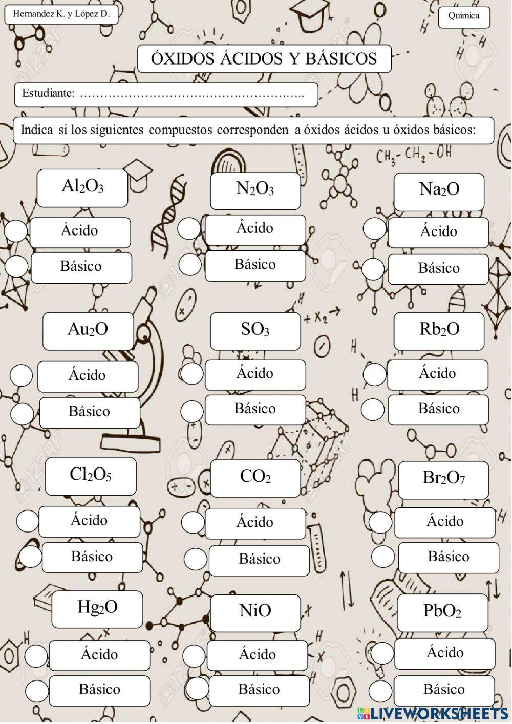 Óxidos ácidos y… | Free Interactive Worksheets | 2268762