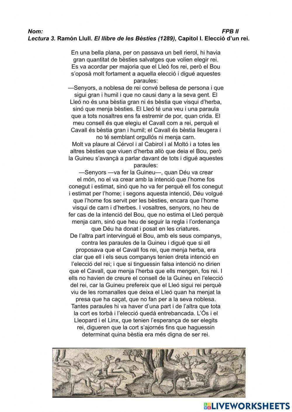 Llibre de les bèsties: elecció d'un rei 1713