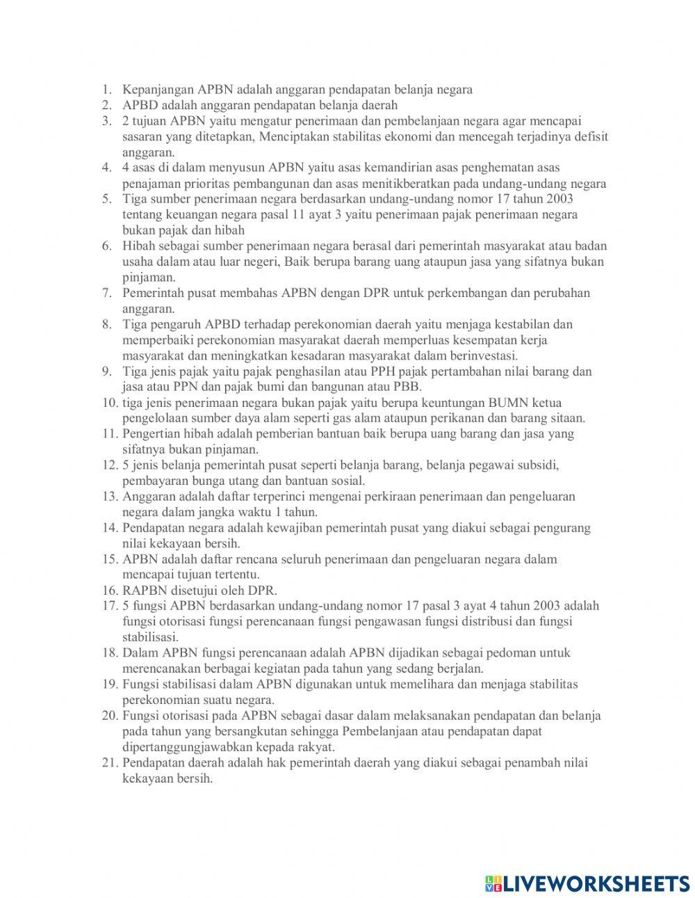 Apbn-apdb 2 worksheet | Live Worksheets