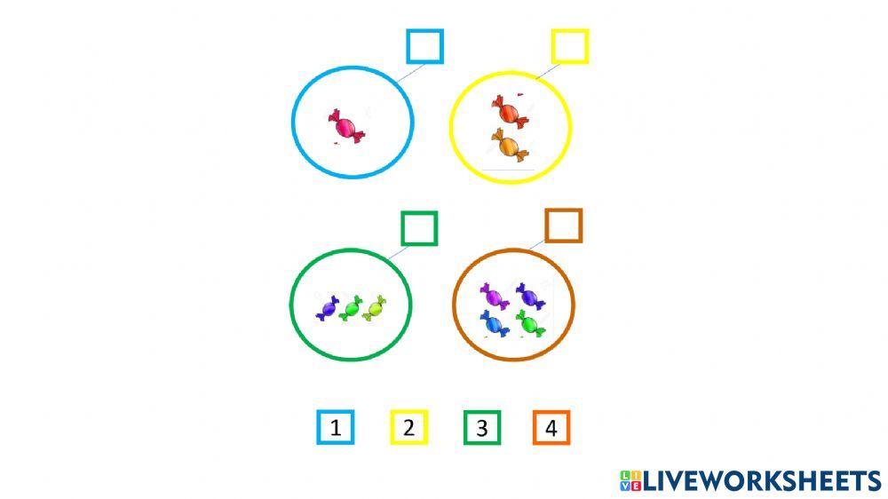 Numeri e quantità 1-4 worksheet | Live Worksheets