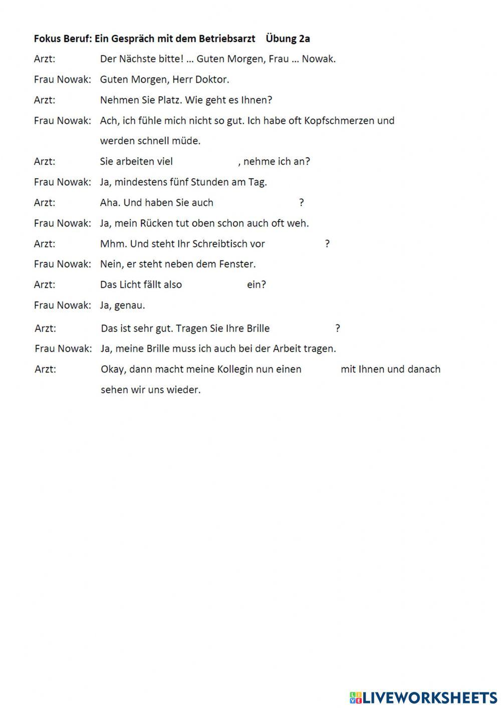 A2 Lek5 Schritte Plus AB Fokus 2a worksheet | Live Worksheets